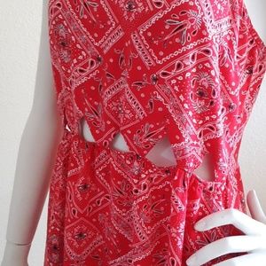 Divided | Dresses | Red Bandana Print Dress With Cutouts | Poshmark